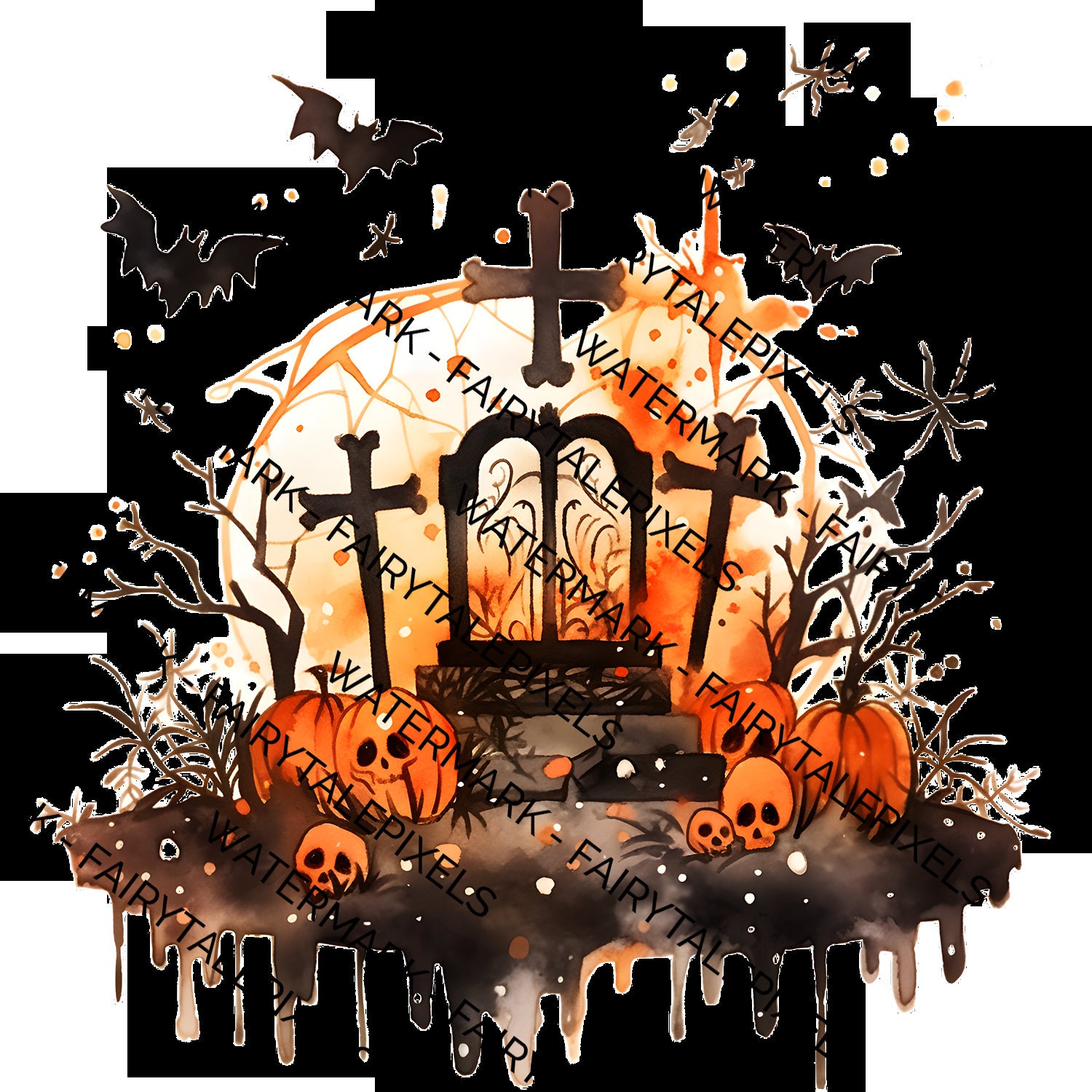 Scary Halloween Clip Art Collection, DIY Projects, Books, PNG, Instant ...