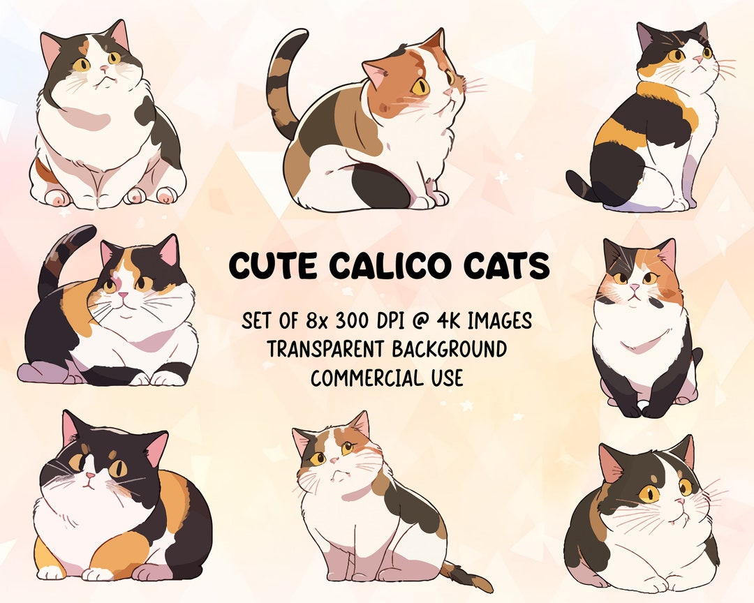Charming Calico Cat Clip Arts: Perfect Illustrations for Feline Lovers ...