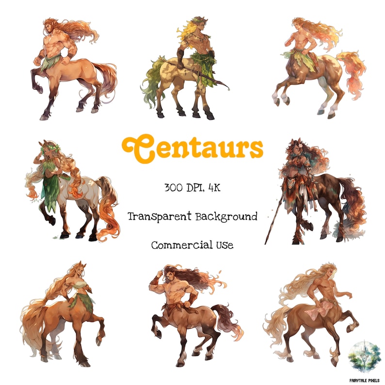 Exquisite Fantasy Centaur Clip Art: Mythical Designs for Creative Projects, PNG, Instant Digital ...