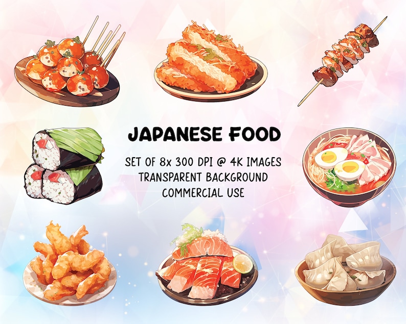 Authentic Japanese Food Clip Arts: Sushi, Ramen & More for Gourmet ...