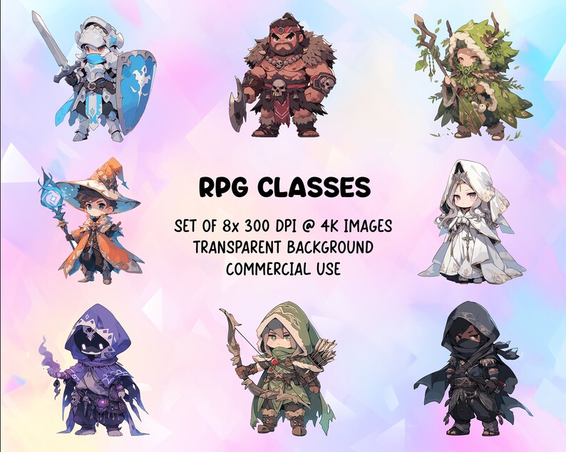 RPG Classes Clip Art Collection: Elevate Your Fantasy Projects - Etsy
