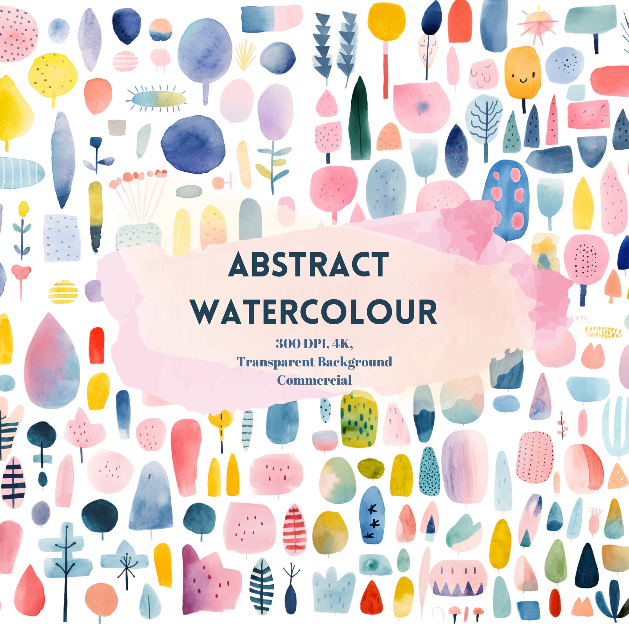 Abstract Shapes Clip Art Bundle: Transparent Background Illustrations ...