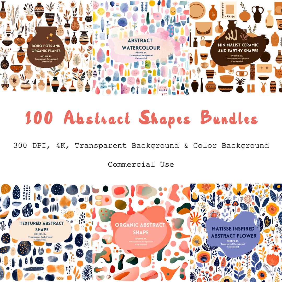 Abstract Shapes Clip Art Bundle: Transparent Background Illustrations ...