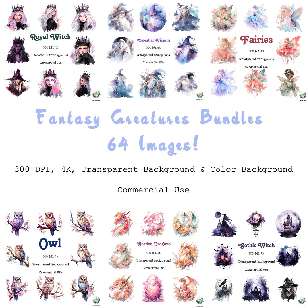 Ultimate Fantasy Clip Art Bundle: Six Enchanting Motifs for - Etsy