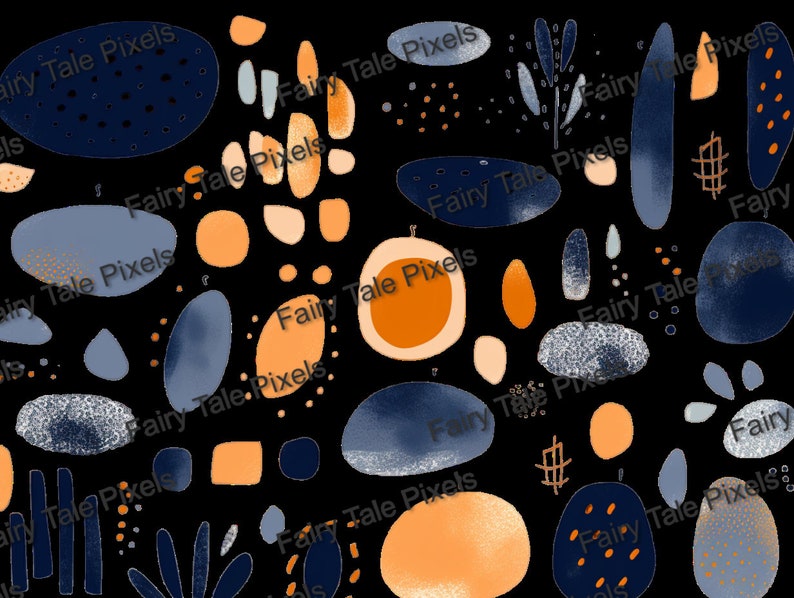 Textured Abstract Shapes Clip Art: Detailed Designs for Art - Etsy