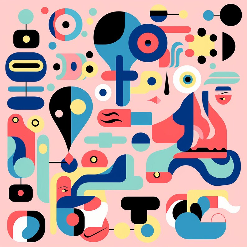 Abstract Minimalist Shapes Clip Art: Modern Abstract - Etsy