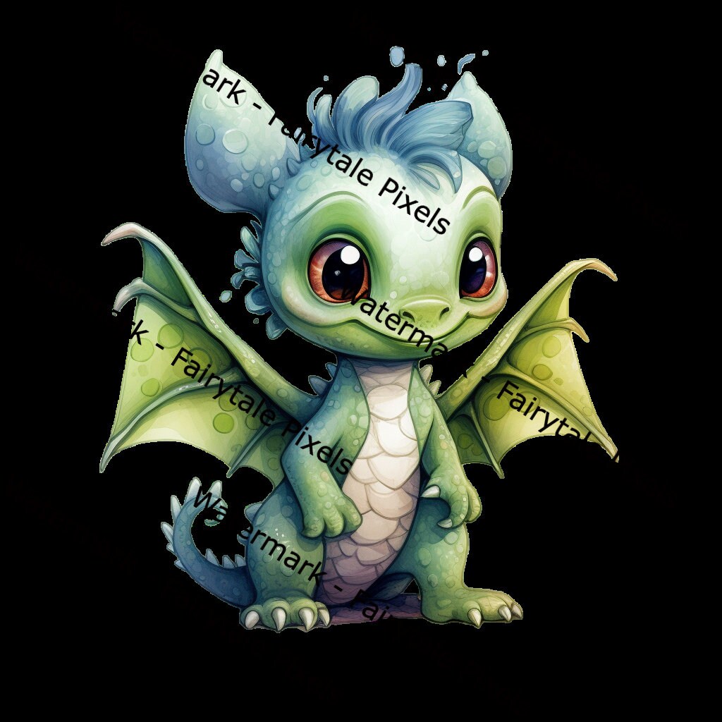 Adorable Baby Dragon Clip Art Fantasy Design Element for Crafts ...