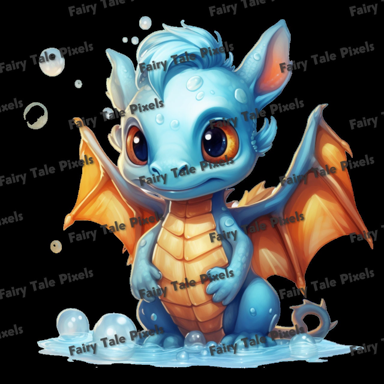 Cute Cartoon Dragon Watercolor Clip Art Detailed Fantasy Design on ...