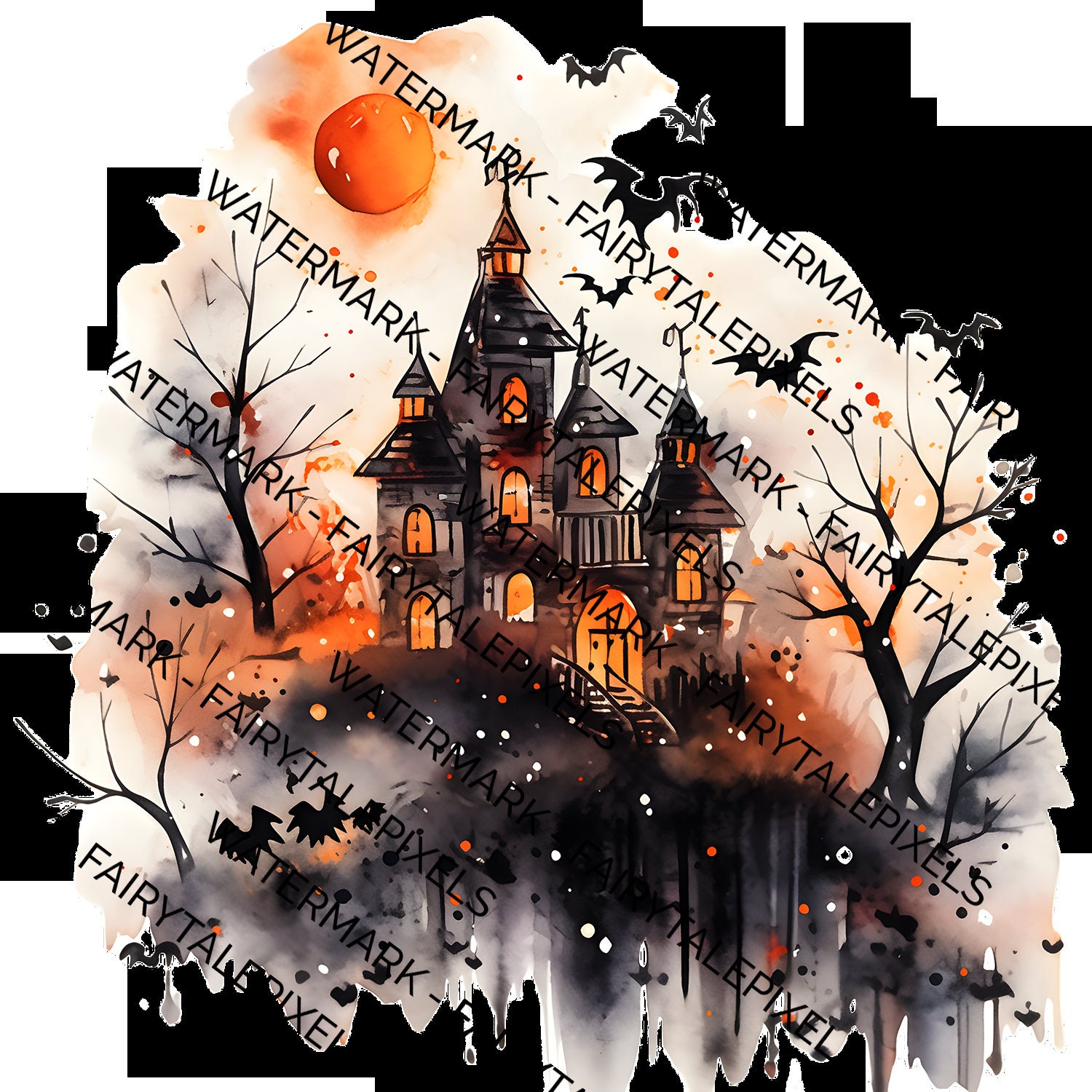 Scary Halloween Clip Art Collection, DIY Projects, Books, PNG, Instant ...
