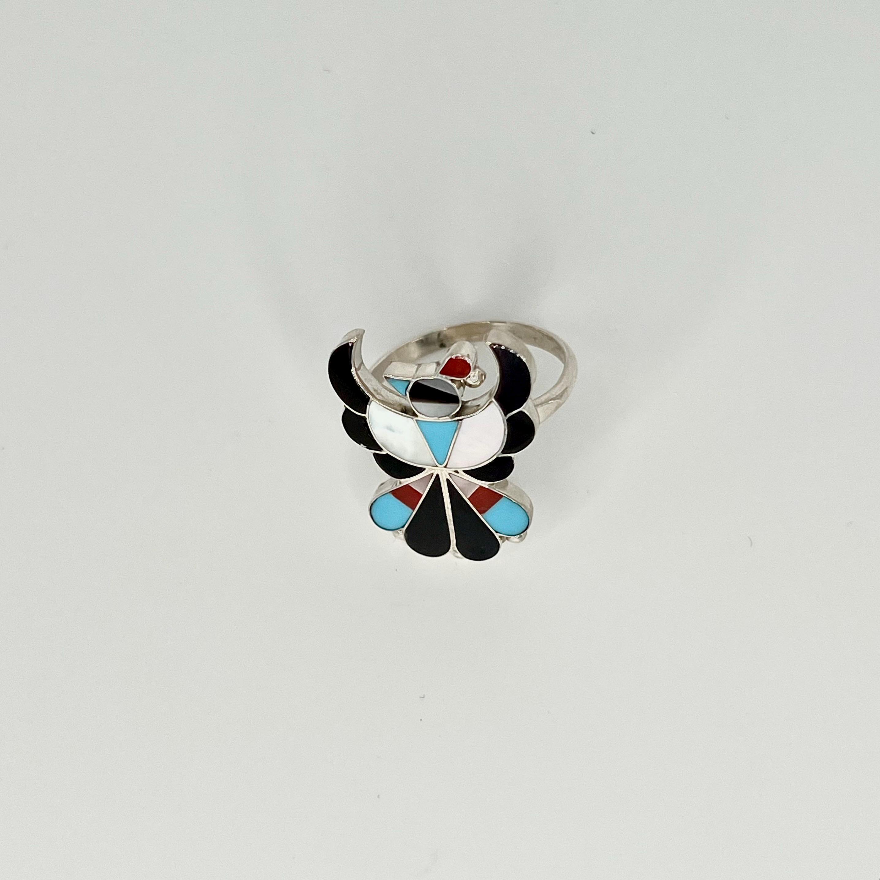 Zuni Pueblo Handmade Inlaid Thunderbird Ring - Etsy