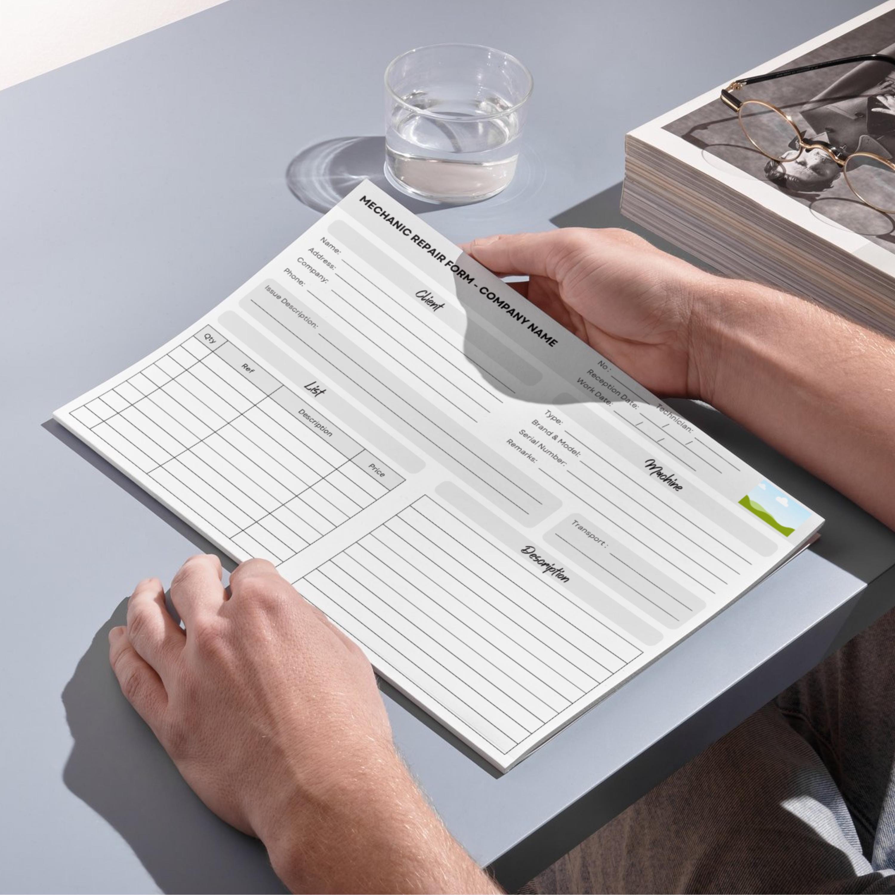 Mechanic Repair Form | Editable Work Order Template | Printable Canva ...