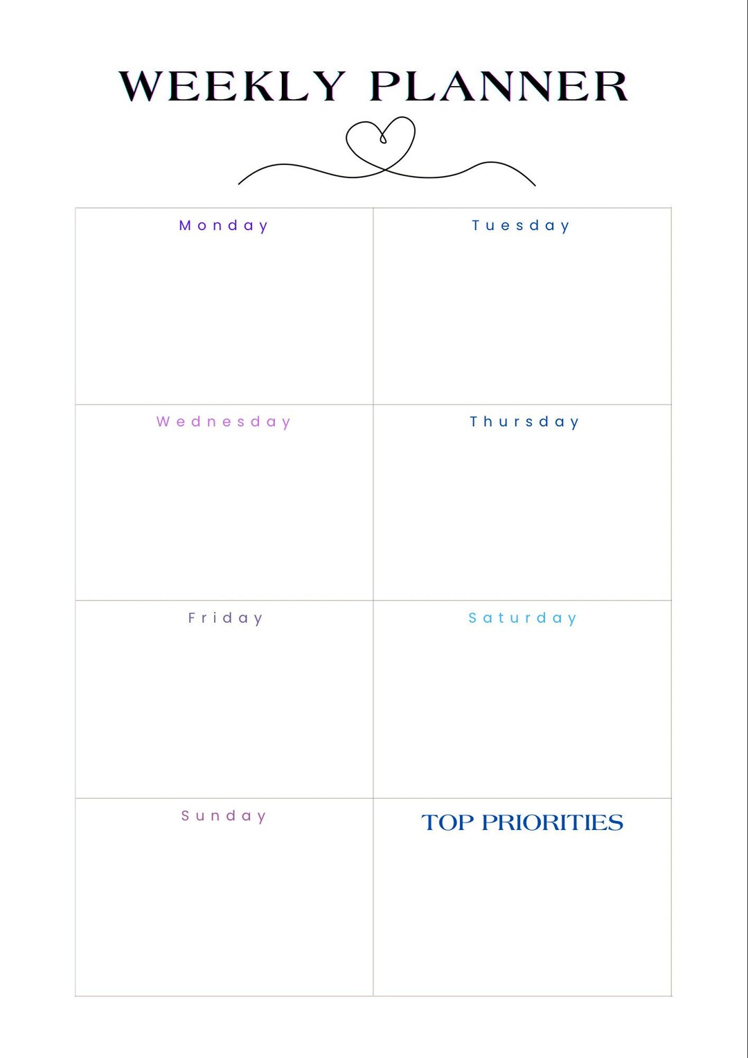 Elegant Weekly Planner Minimalism Digital Planner Printable Planner ...