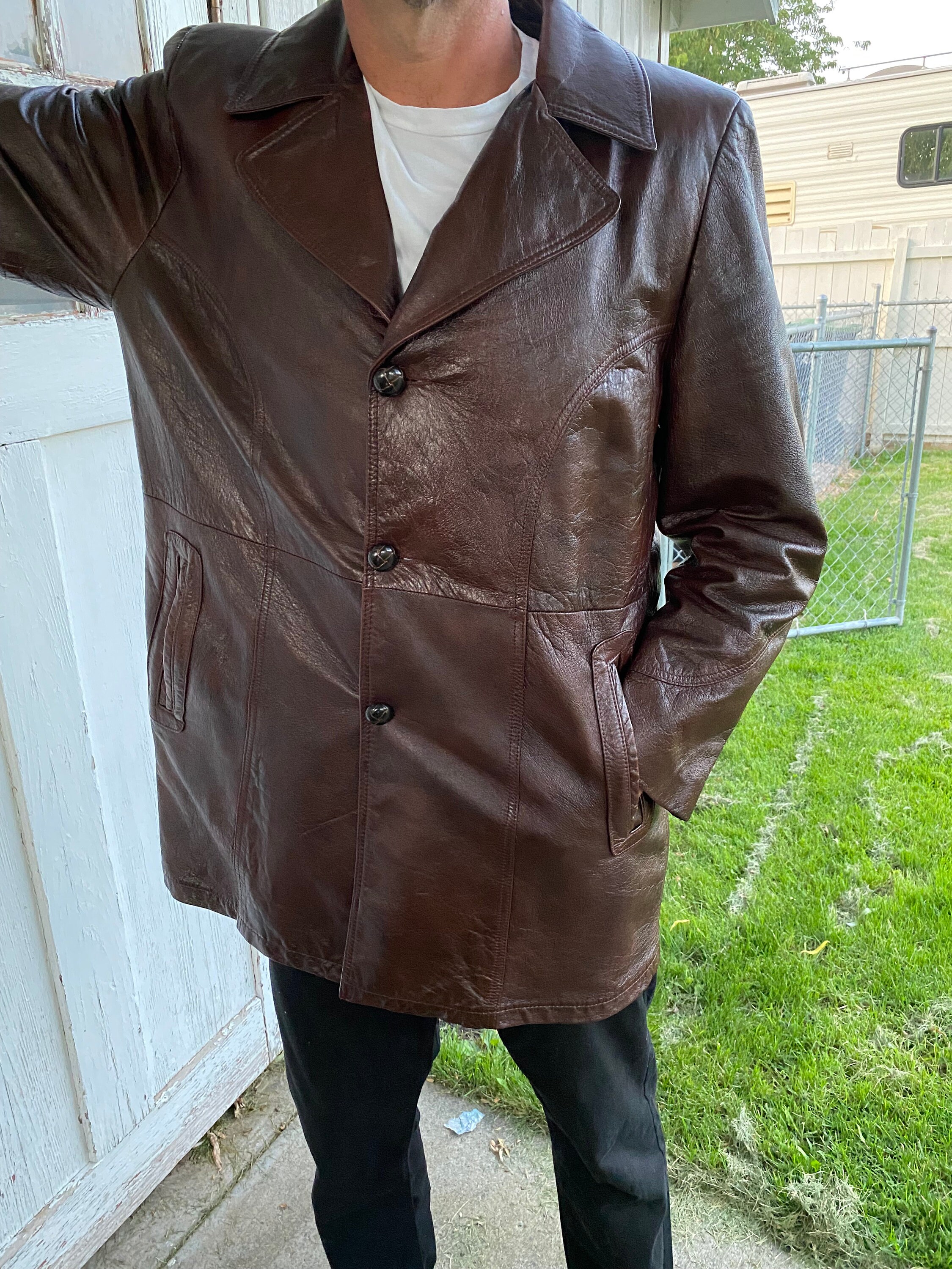 Vintage Rice Leather Jacket - Etsy