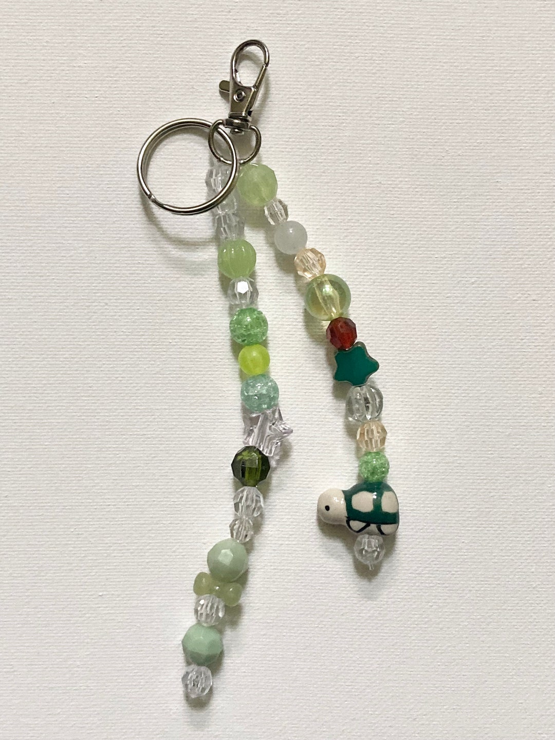 Aesthetic Green Beaded Keychain W Turtle - Etsy