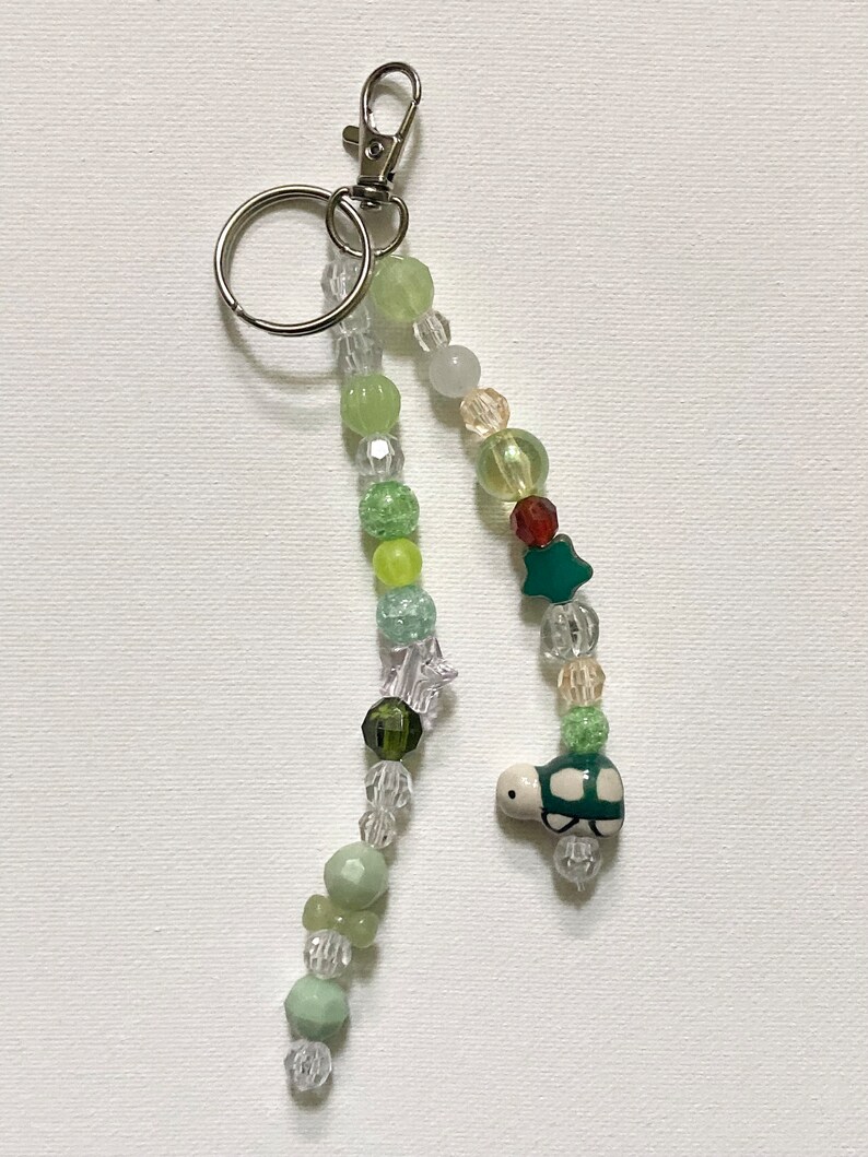 Aesthetic Green Beaded Keychain W Turtle - Etsy