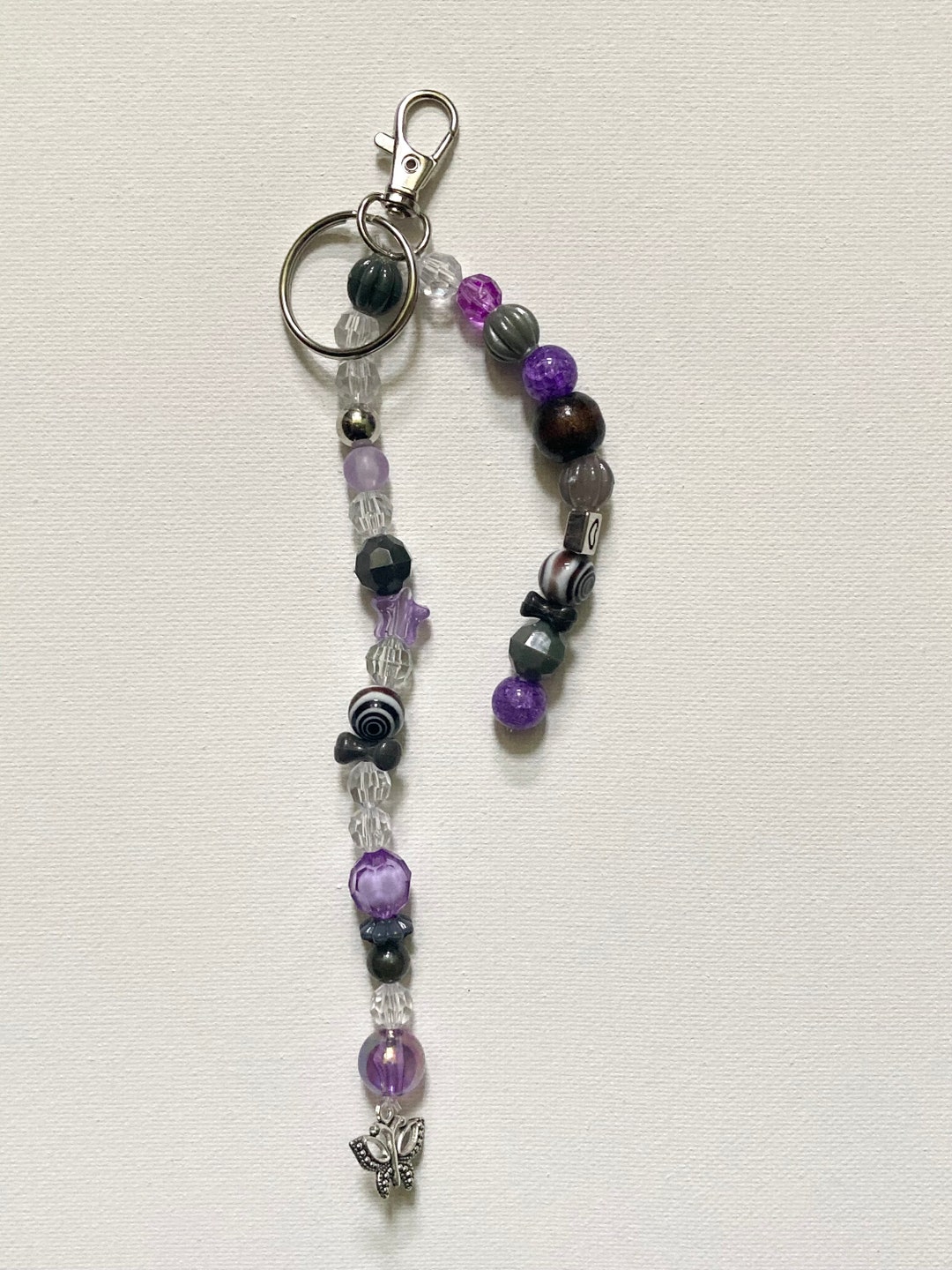 Purple Beaded Butterfly Keychain - Etsy