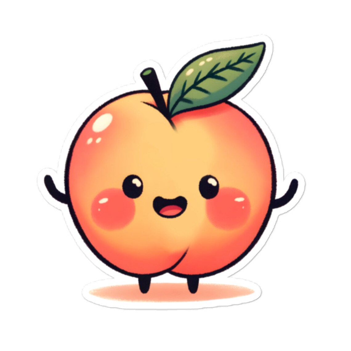 Cute Peach Sticker, Funny, Smiling, Fruit, Sweet, Happy, Kawaii Fruit ...