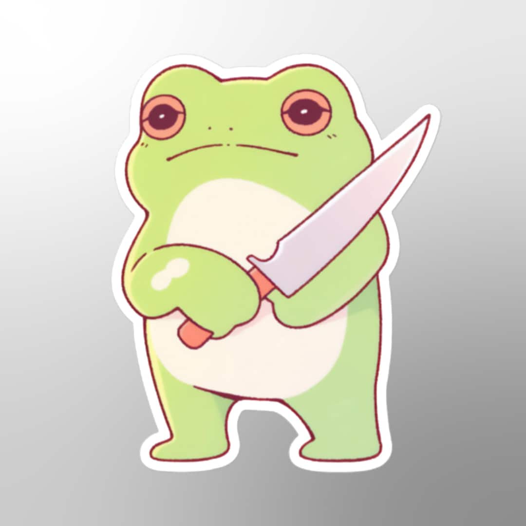 Frog Sticker, Frog With Knife, Funny, Cute and Adorable, Kawaii Frog ...