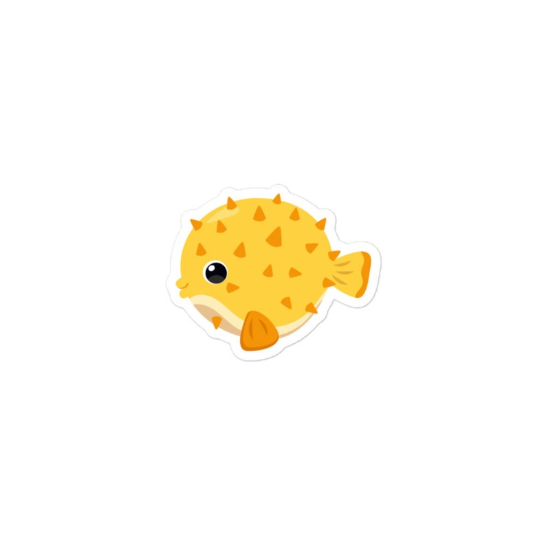Puffer Fish Sticker, Aquatic, Cute, Tropical, Yellow Fish, Marine ...