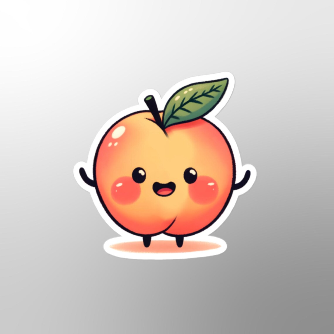 Cute Peach Sticker, Funny, Smiling, Fruit, Sweet, Happy, Kawaii Fruit ...