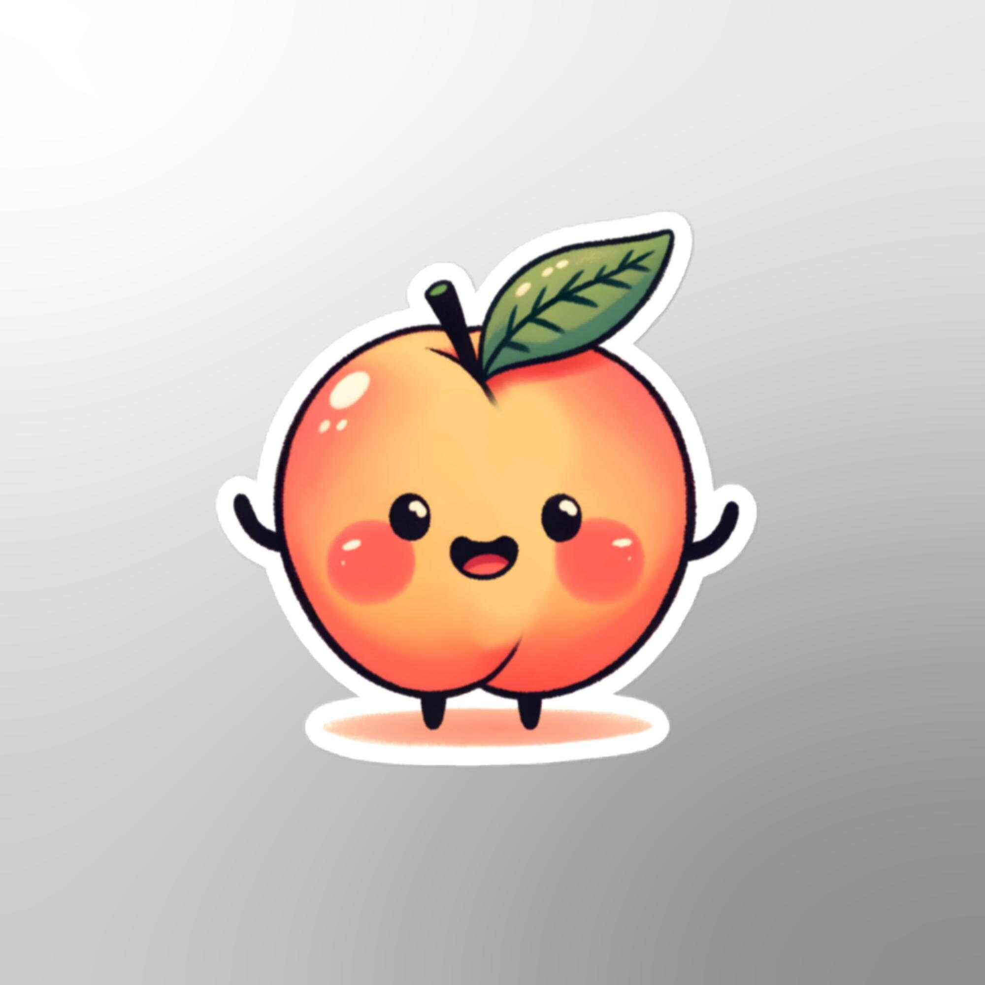 Cute Peach Sticker, Funny, Smiling, Fruit, Sweet, Happy, Kawaii Fruit ...