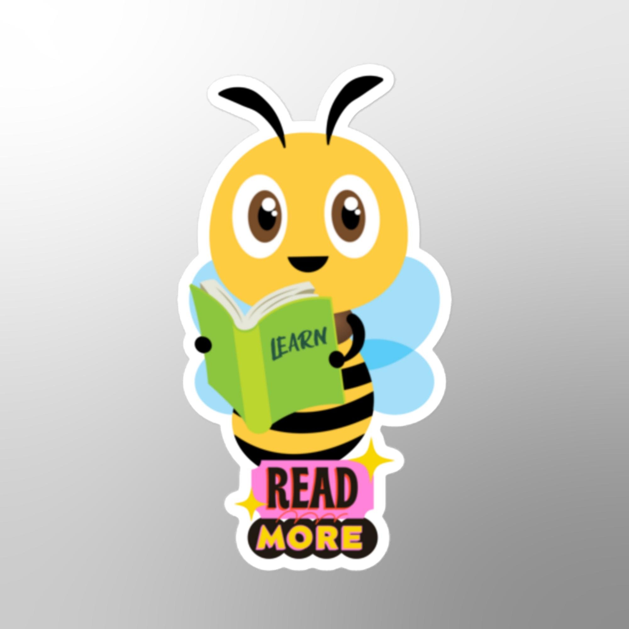 Reading Bee Sticker, Bee With Book, Literary Honeybee, Bookworm, Bee ...