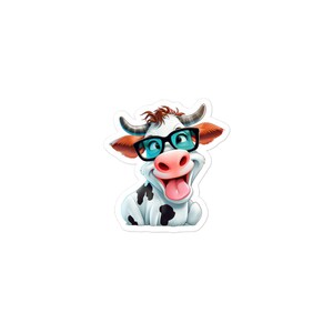 Goofy Cow With Glasses Sticker, Funny, Playful, Cow Lover, Farm Animal ...