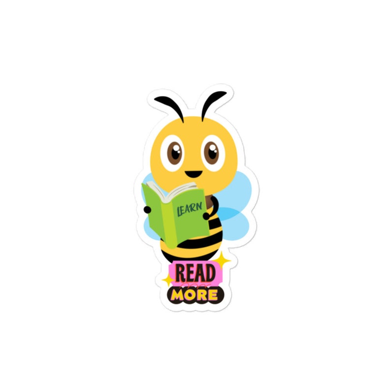 Reading Bee Sticker, Bee With Book, Literary Honeybee, Bookworm, Bee ...