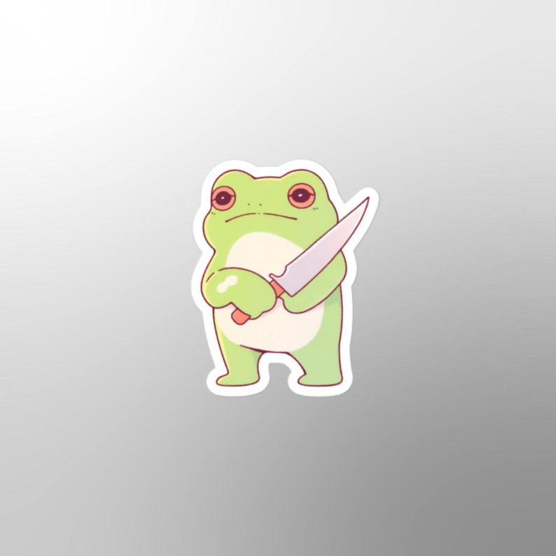 Frog Sticker, Frog With Knife, Funny, Cute and Adorable, Kawaii Frog ...