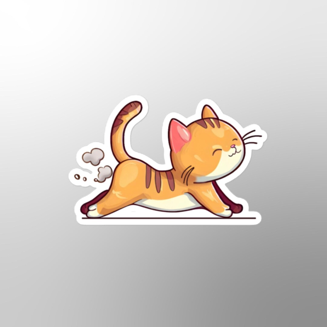 Yoga Cat Farting Sticker, Gassy, Namaste, Instructor, Pawsitive, Yoga ...