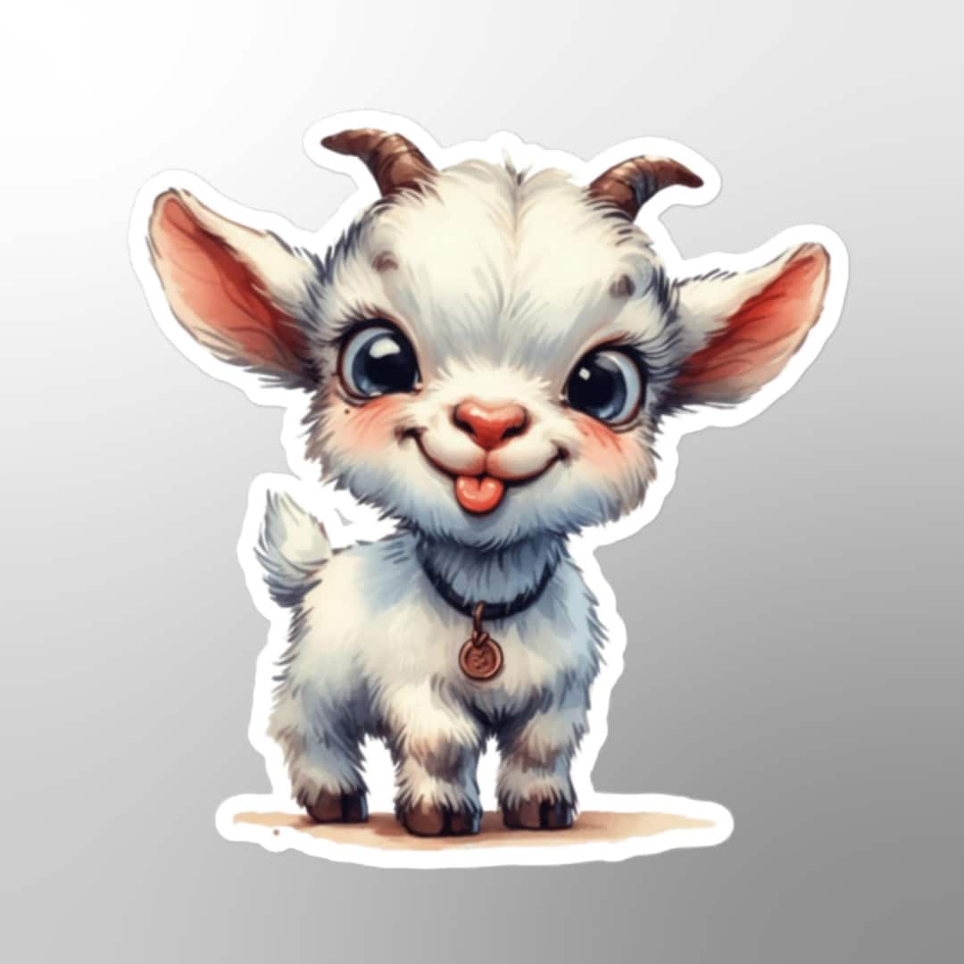 Cute Goat Sticker, Adorable, Cute Farm Animal Decal, Goat Lover's Gift ...