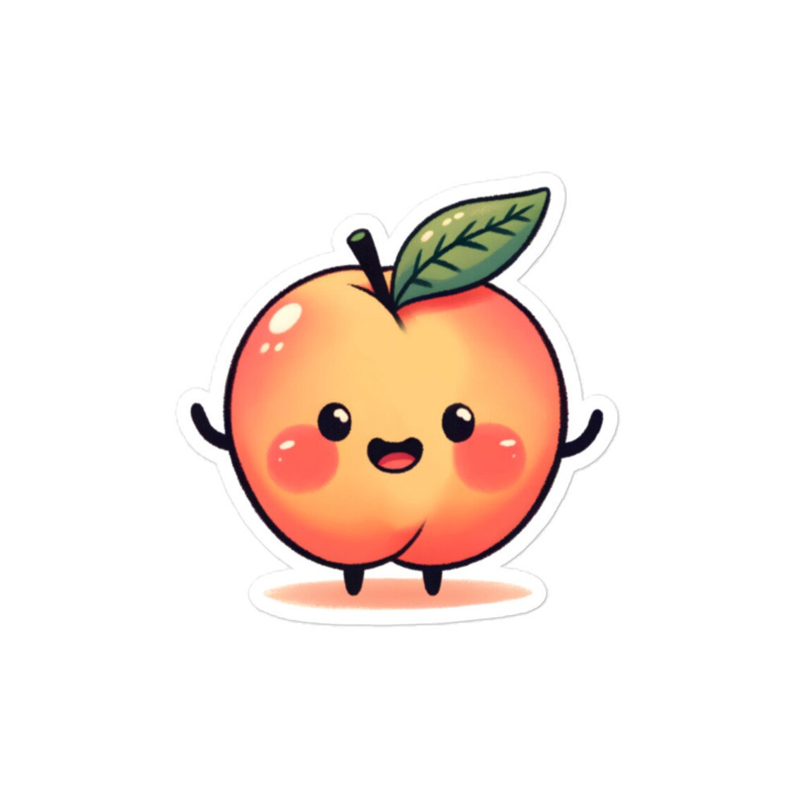 Cute Peach Sticker, Funny, Smiling, Fruit, Sweet, Happy, Kawaii Fruit ...