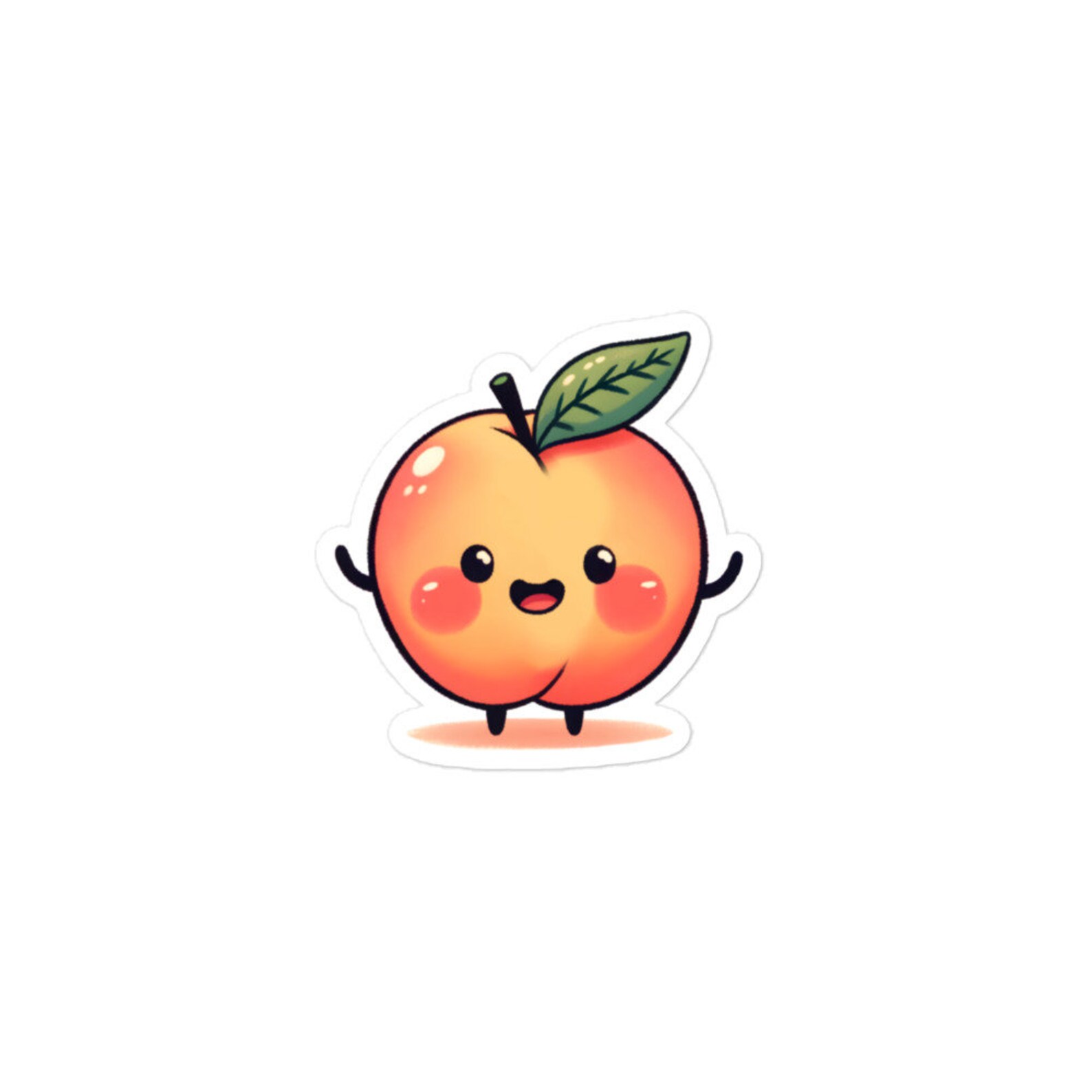 Cute Peach Sticker, Funny, Smiling, Fruit, Sweet, Happy, Kawaii Fruit ...