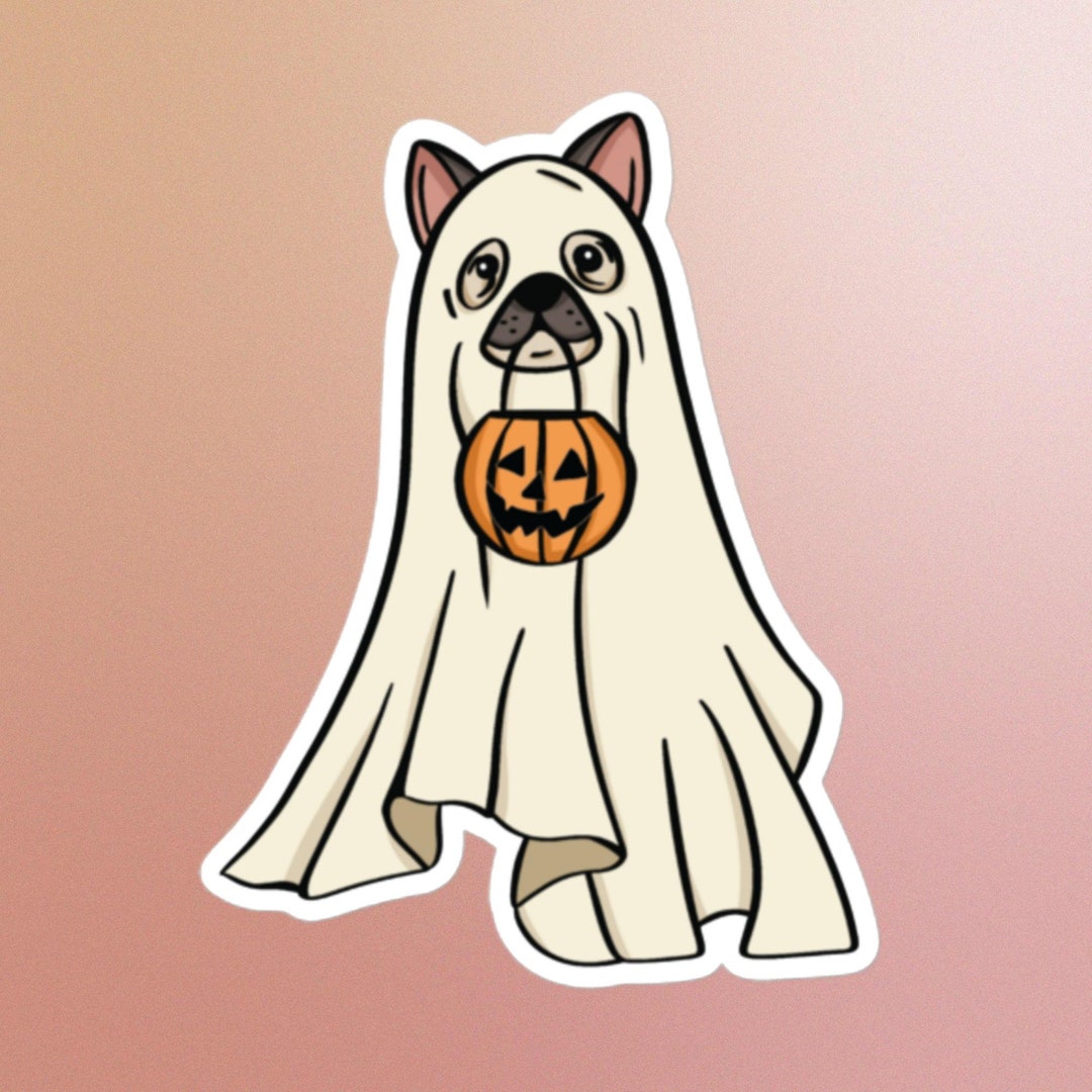 Ghost Dog Sticker, Funny, Spooky Season, Halloween, Puppy, Pup, Fall ...