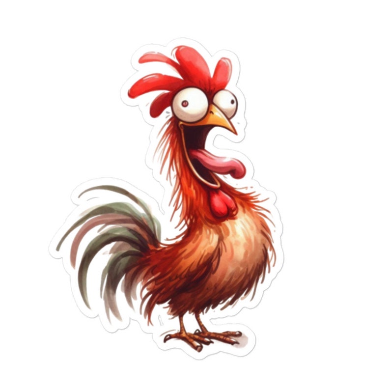 Funny Chicken Sticker, Silly Bird, Angry, Screaming, Yelling, Quirky ...