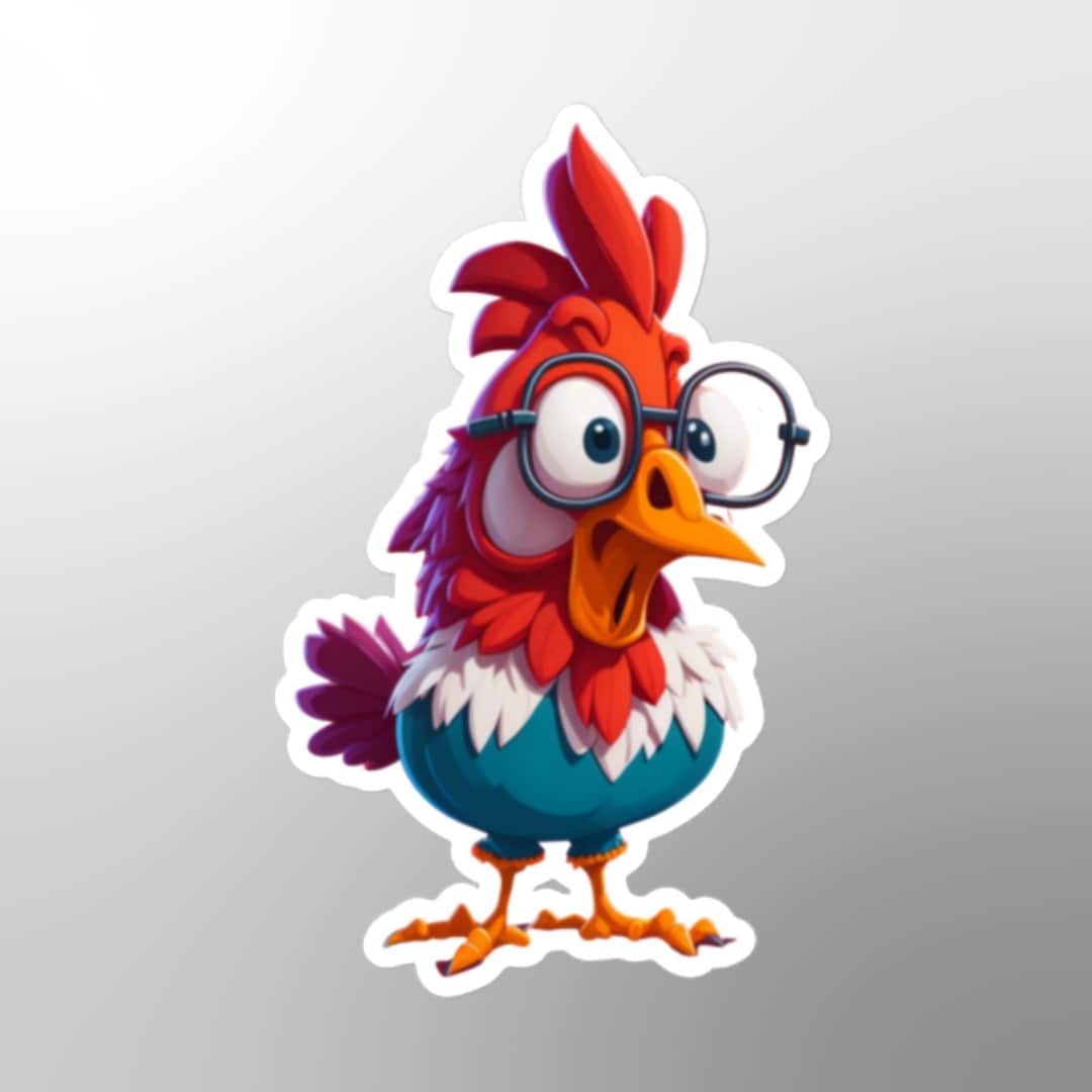 Goofy Chicken Sticker, Funny, Silly, Chick, Barnyard Animal, Eggs ...
