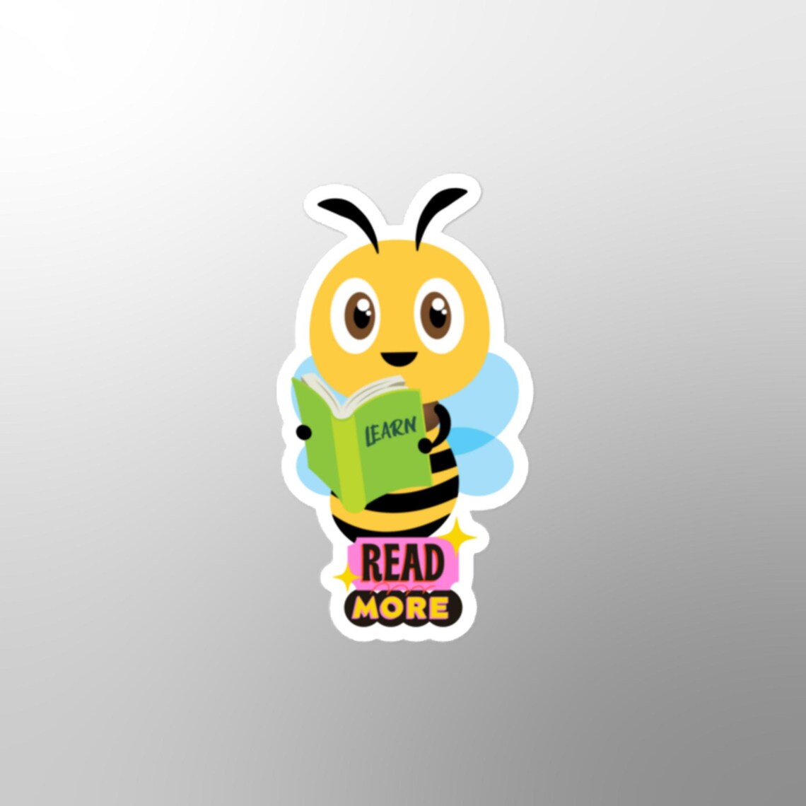 Reading Bee Sticker, Bee With Book, Literary Honeybee, Bookworm, Bee ...