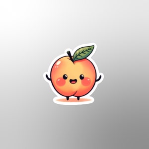 Cute Peach Sticker, Funny, Smiling, Fruit, Sweet, Happy, Kawaii Fruit ...
