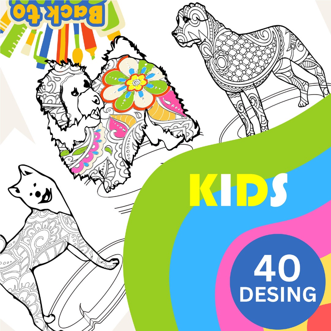 Dog Mandala Coloring Pages for Kids (PDF Download) - Etsy
