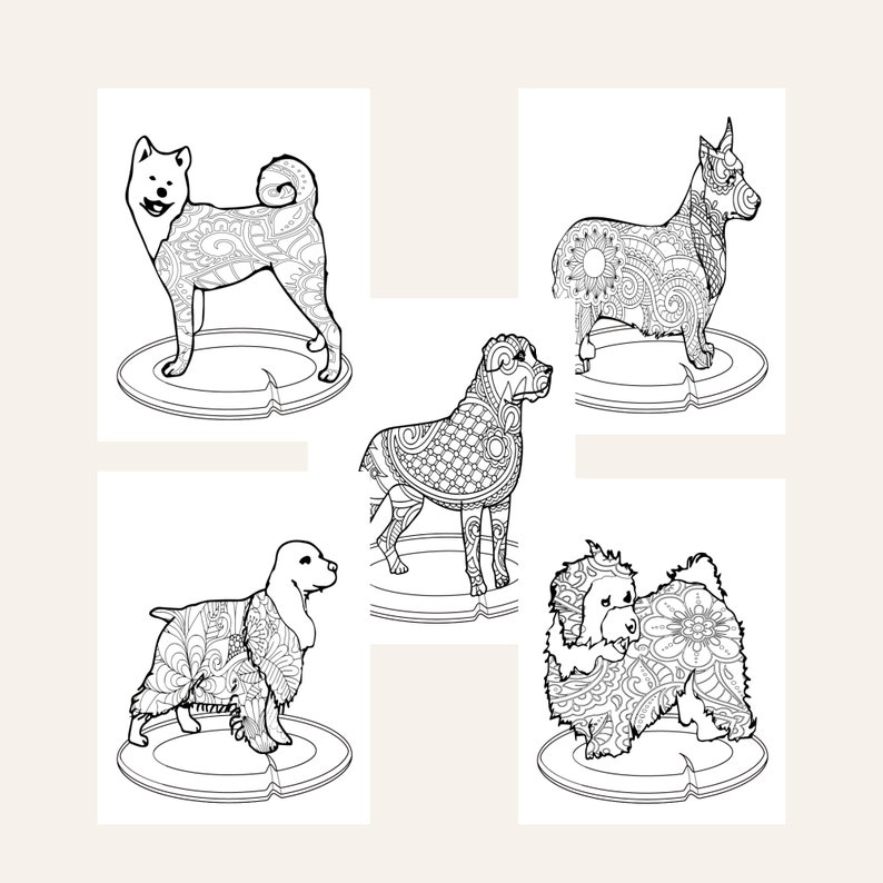 Cute Dogs Mandala Coloring Page Kids - Etsy