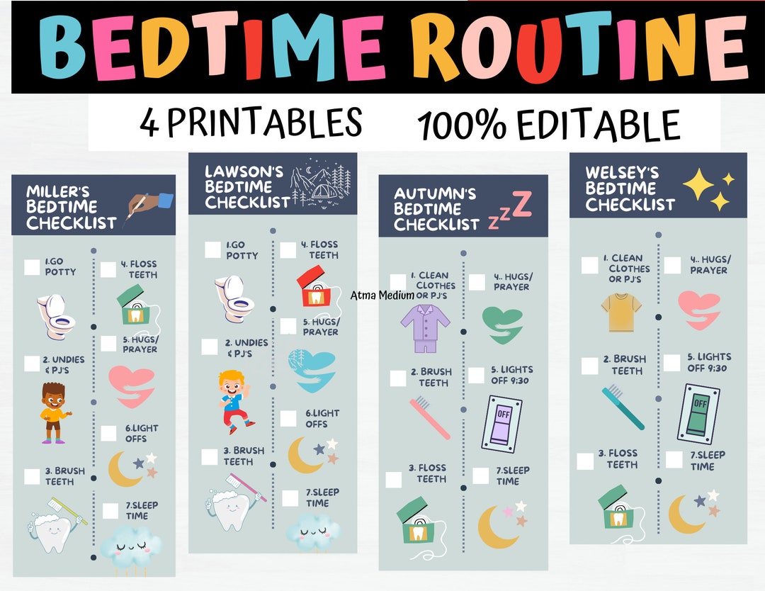 Kids Bedtime Routine Easy Schedule Bedtime Routine - Etsy