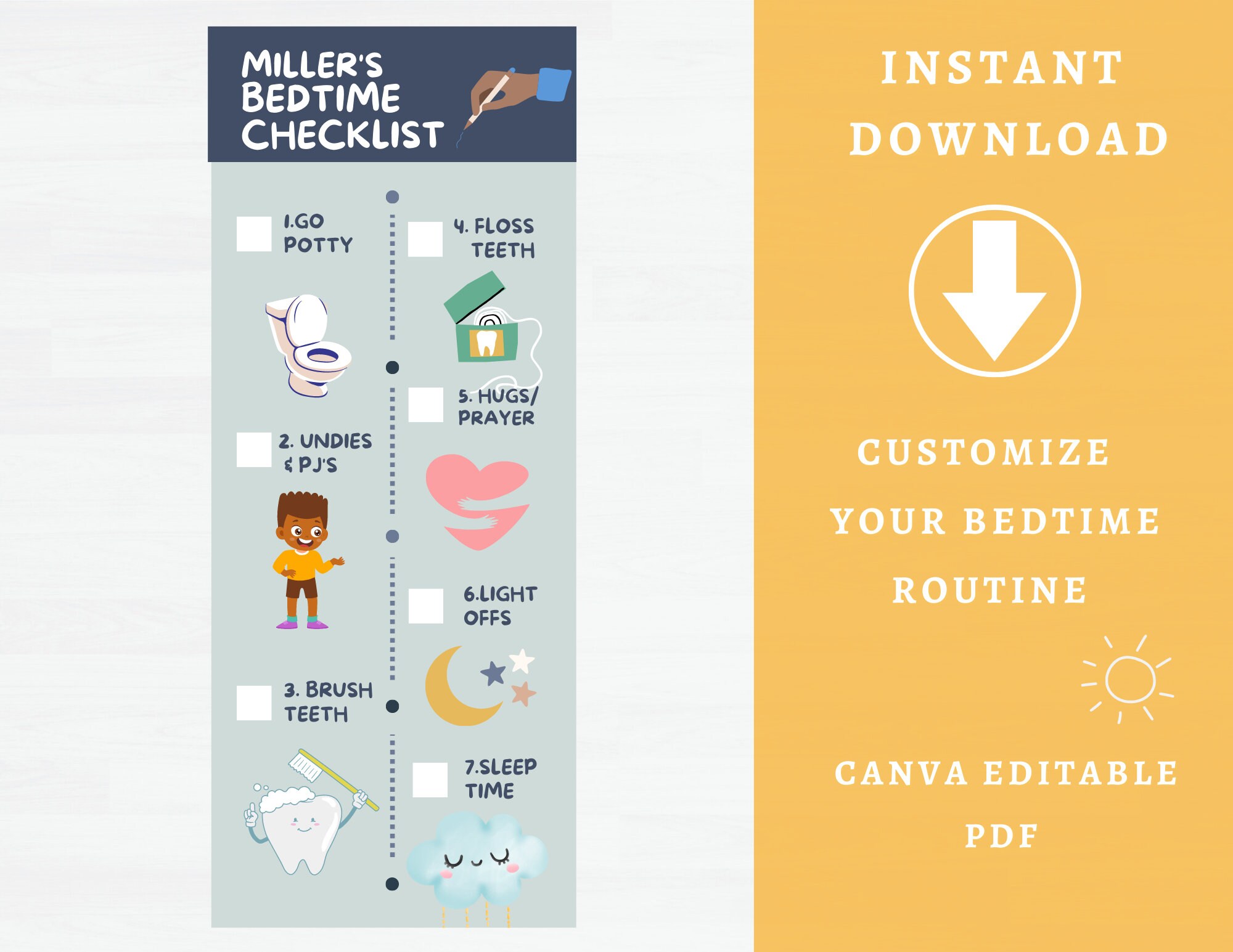 Kids Bedtime Routine Easy Schedule Bedtime Routine - Etsy