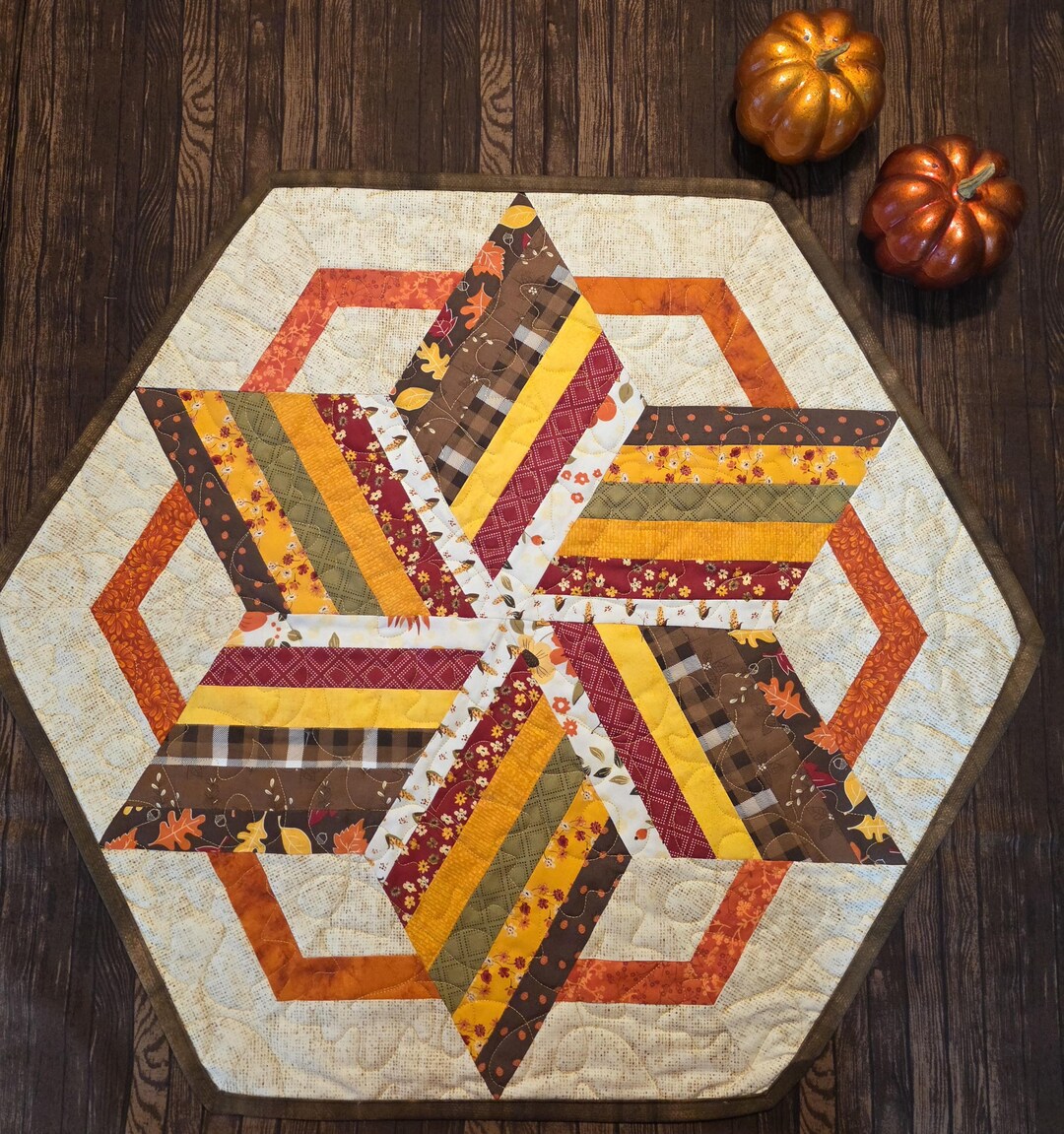 Fall Autumn Quilted Hexagon Table Topper Runner - Etsy