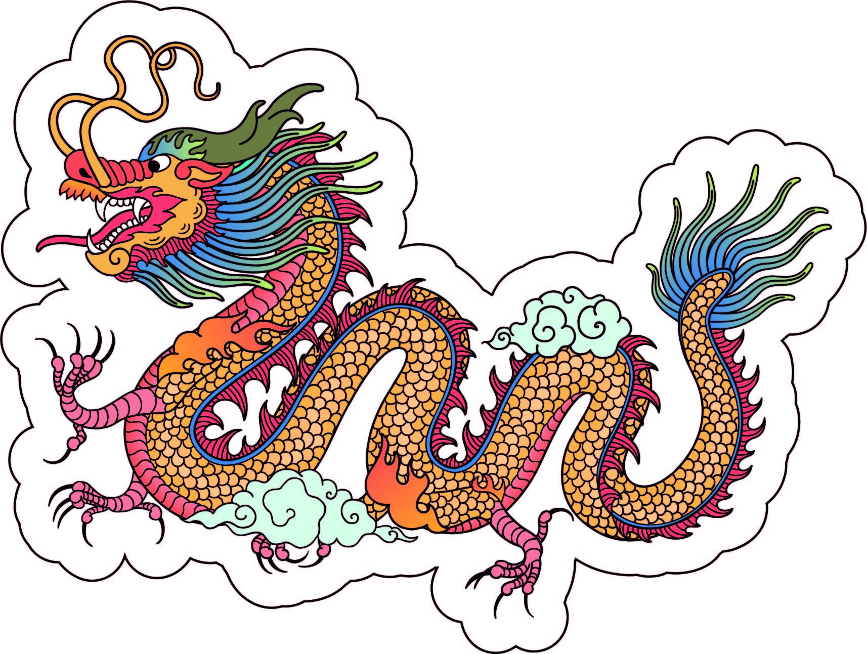 Dragon Sticker Dragon Label A4 PDF-AI-SVG - Etsy
