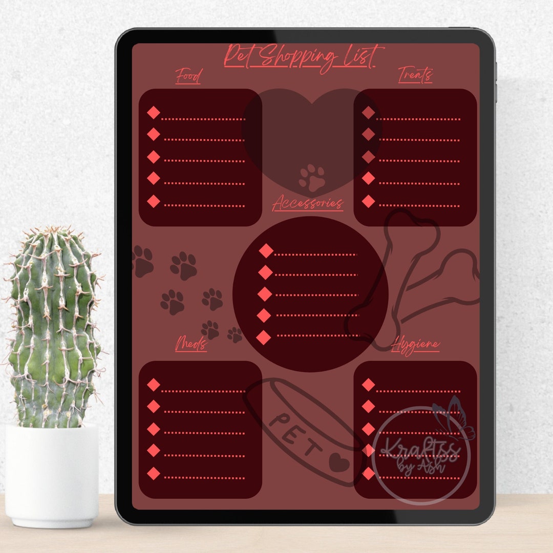 Digital/printable Pet List, Pet Shopping, Pet Grocery - Etsy