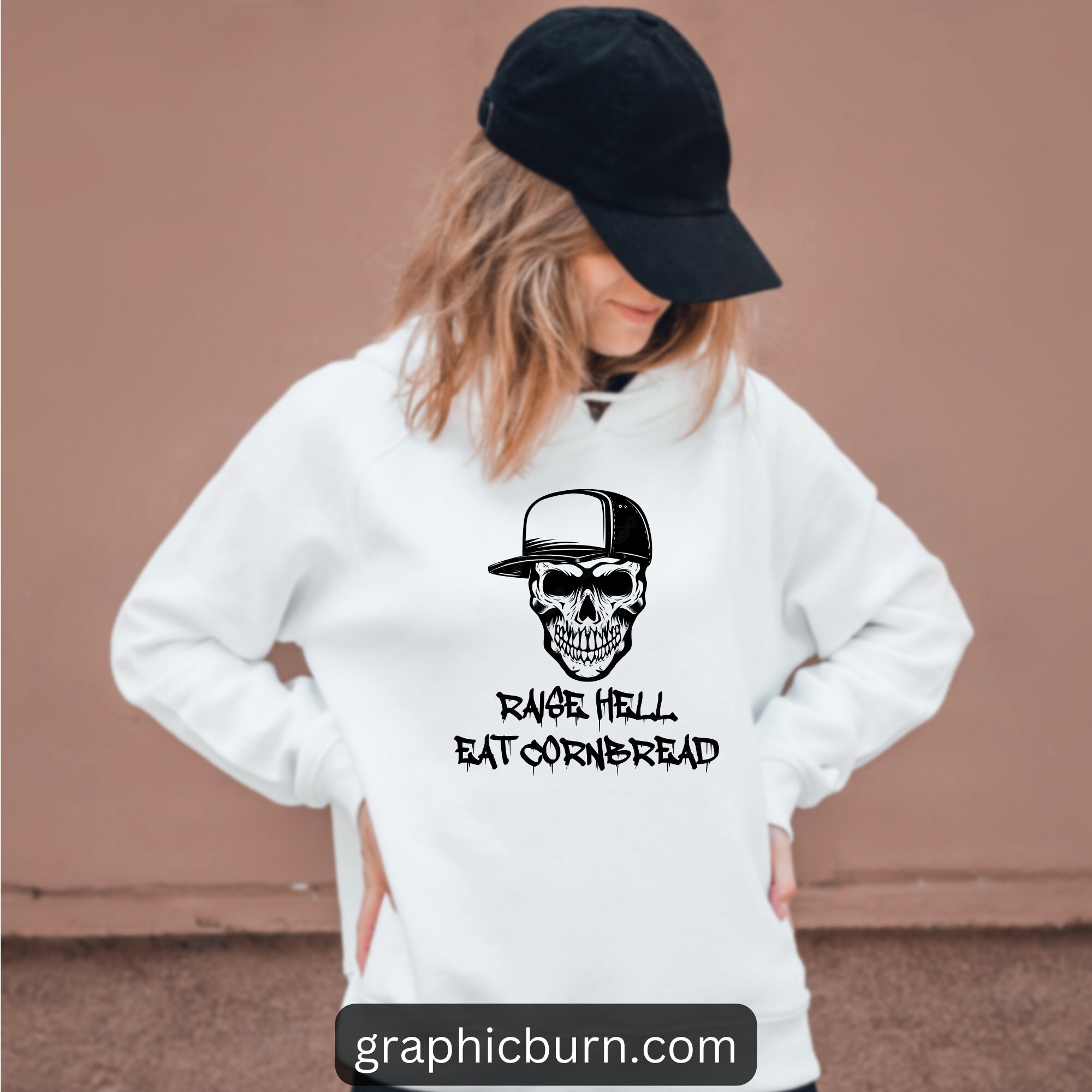 Raise Hell Eat Cornbread (skull Hat) SVG | Downloadable Files | Svg, Png, Jpg, Dxf, Ai, Eps, Pdf ...