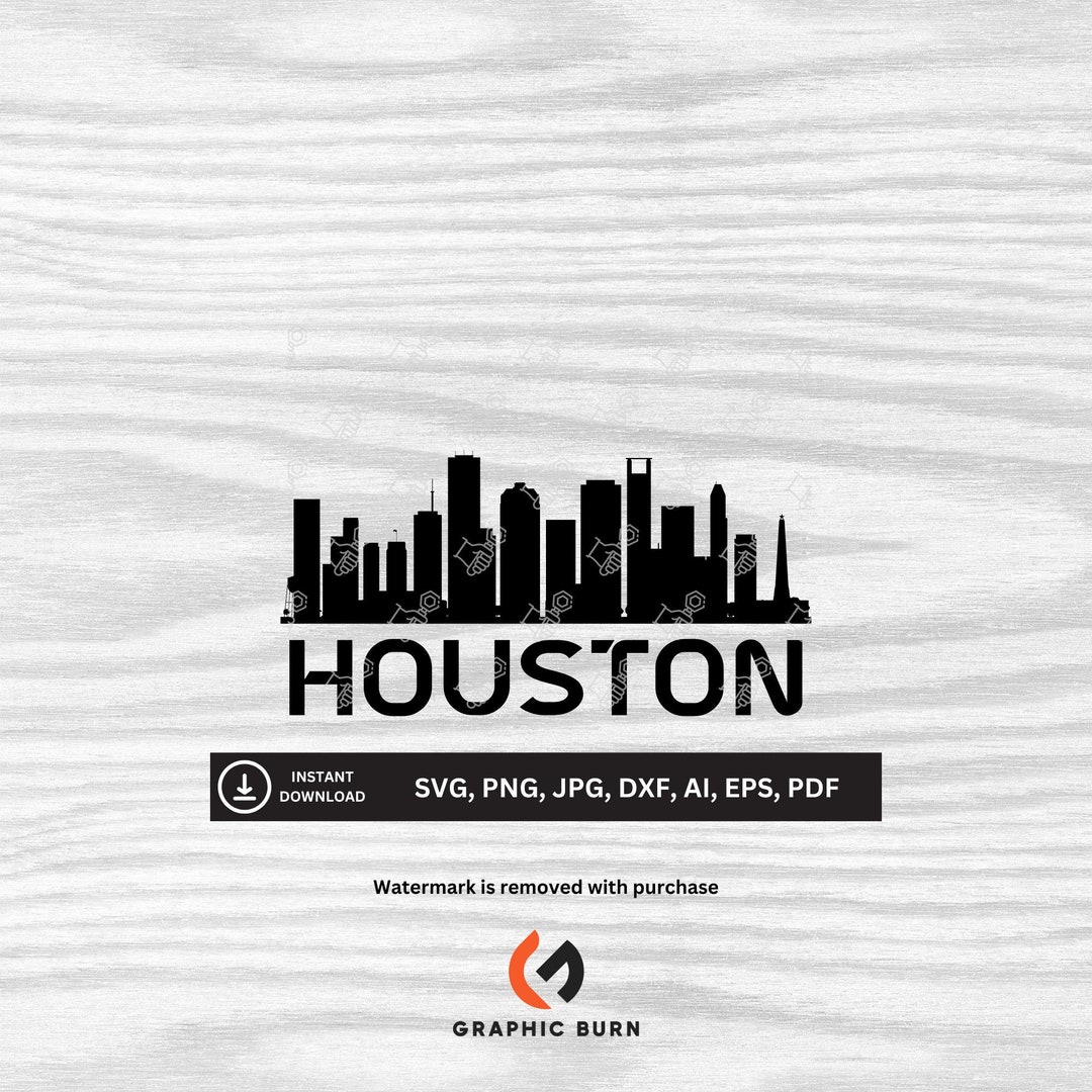 Houston Skyline SVG | Downloadable Files | Svg, Png, Jpg, Dxf, Ai, Eps ...