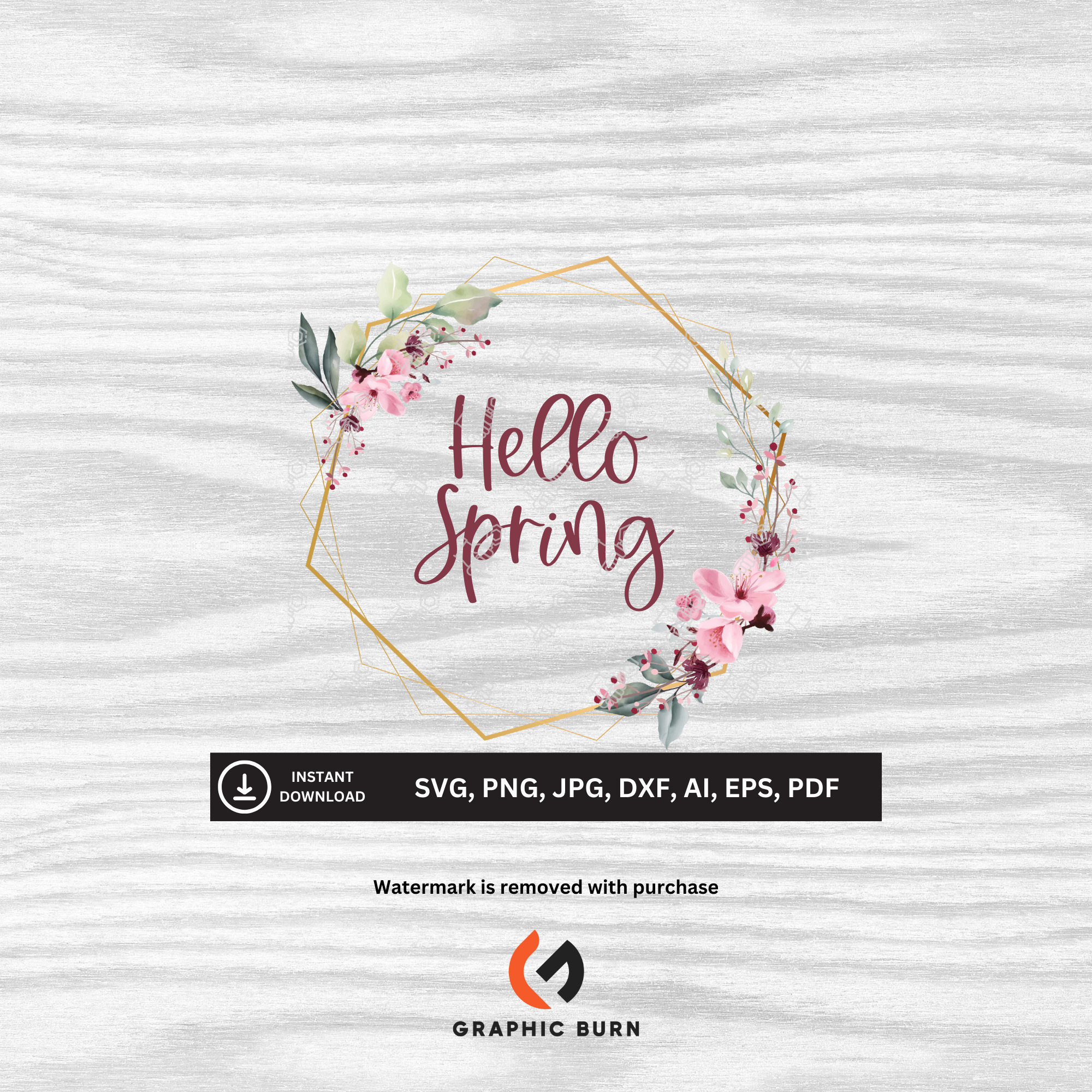 Hello Spring color SVG Downloadable Files Svg, Png, Jpg, Dxf, Ai, Eps ...