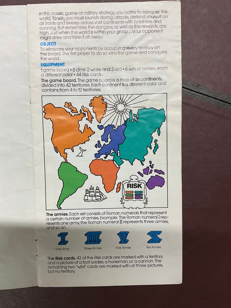 Vintage RISK Gameboard and Instructions Booklet 1975 - Proceeds for ...