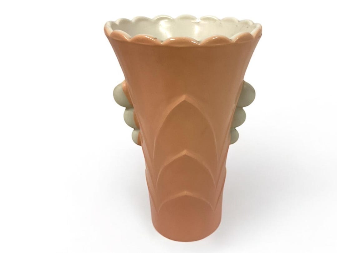 Fire King Art Deco Style 5” Peach and White Scalloped Bud Vase - Etsy